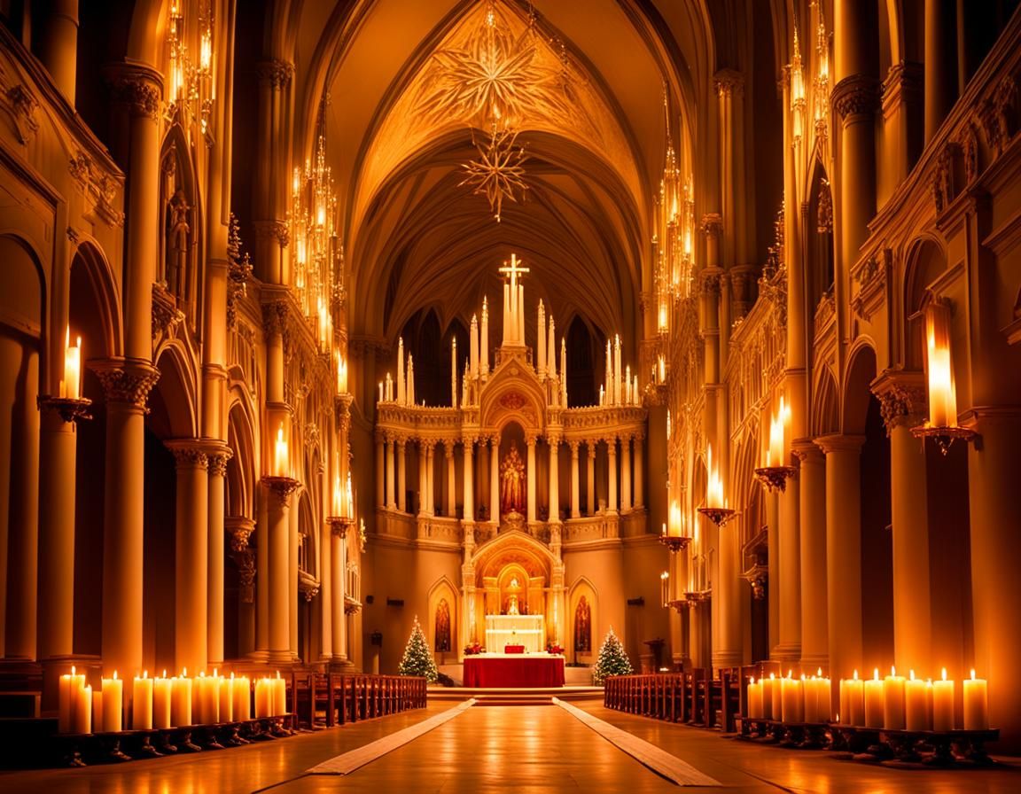 Church Prepared for Christmas Candlelit Services, No Electricity - AI ...