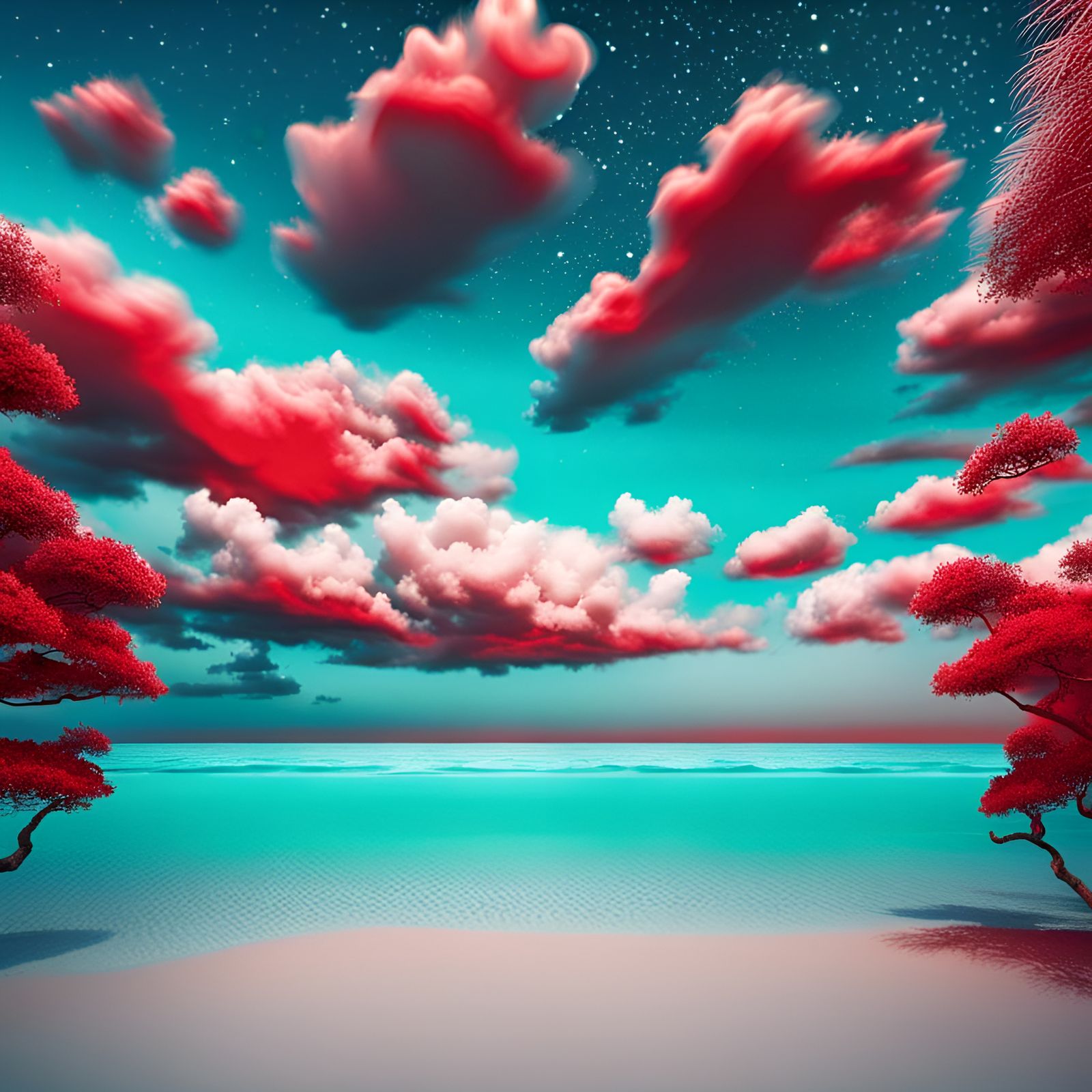 Japan. Okinawa. Empty beautiful beach seaside. 3d 4k high fashion art ...