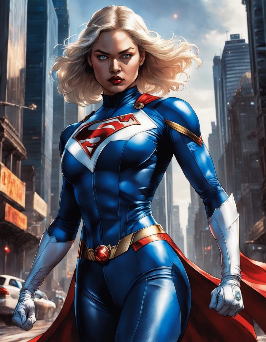 Sleek Power Girl Unveils Her Iconic Kryptonian Sup... - AI Art