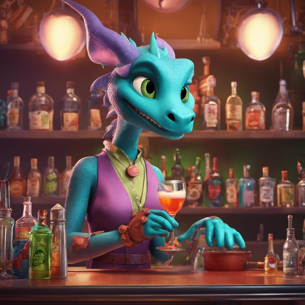 Lady dragon bartender - AI Generated Artwork - NightCafe Creator