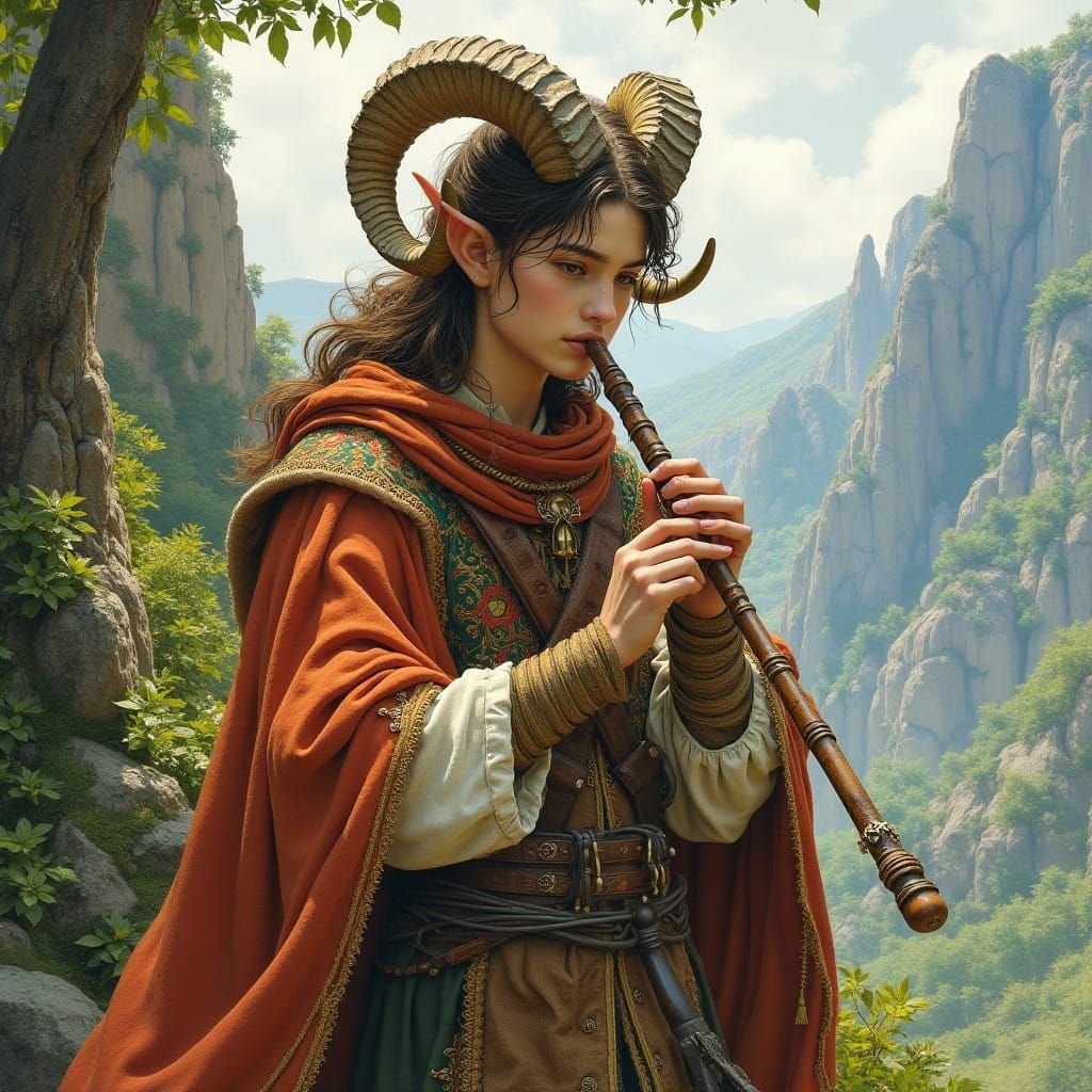 Whimsical Mountain Satyr in Spanish-Inspired Fanta... - AI Art