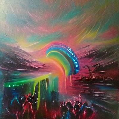 Rainbow rave. acrylic art - AI Generated Artwork - NightCafe Creator