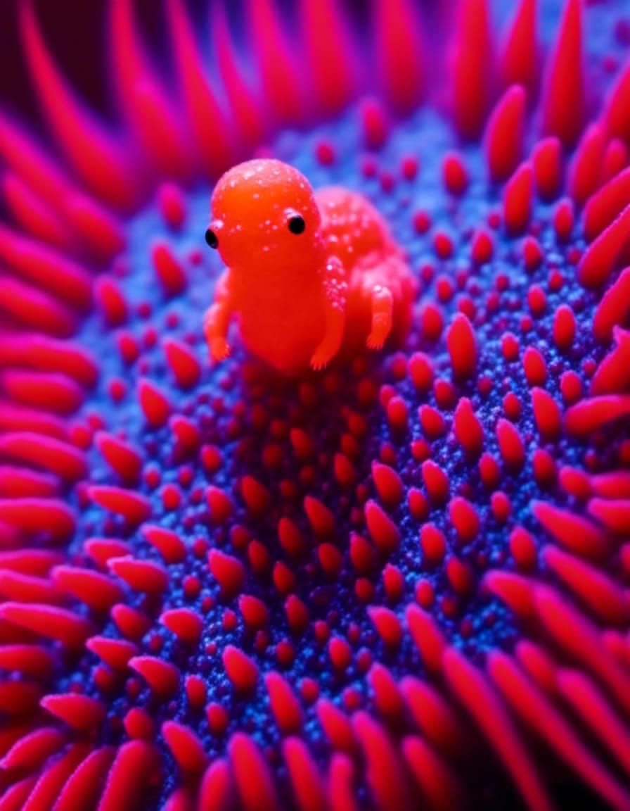 Macrophotograph nature portrait: "Flaming Chibi Cloudigami"- on coral ...