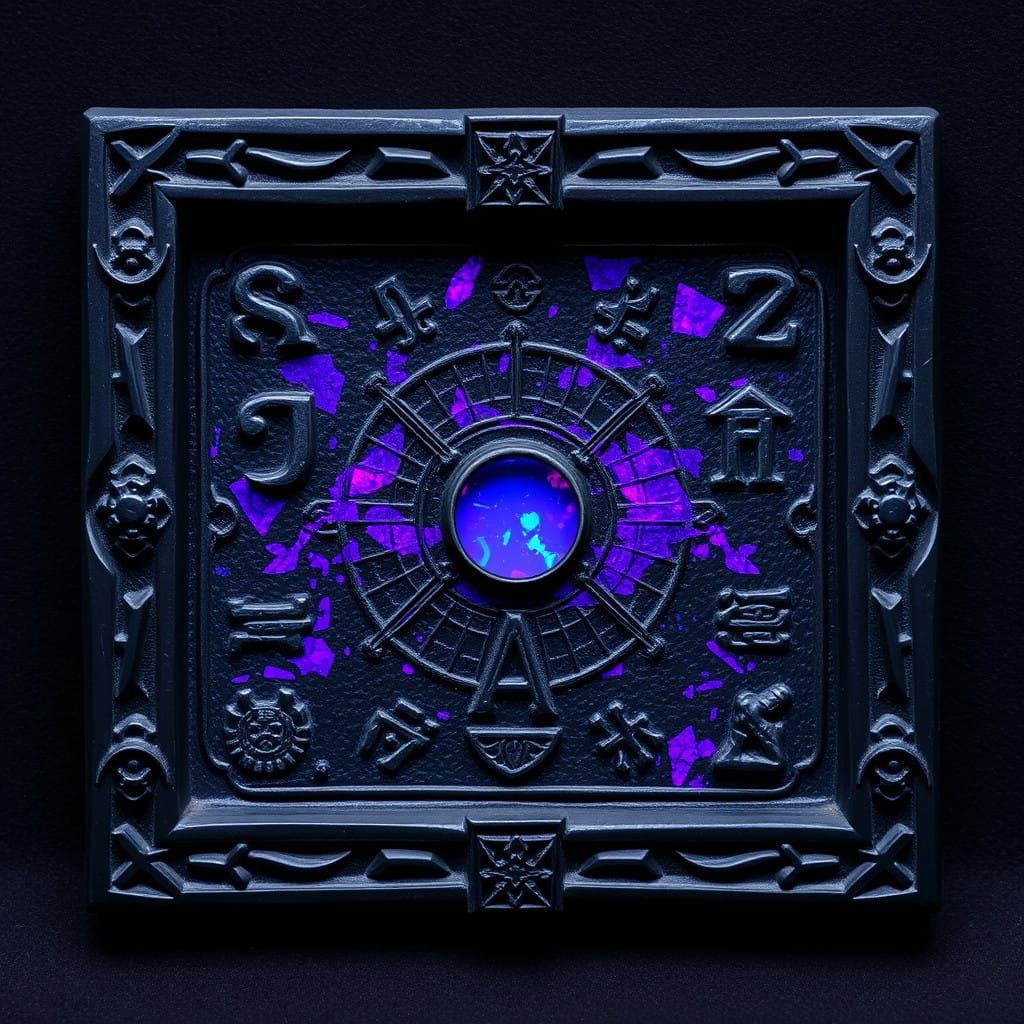 Ancient Mystic Divining Board Relief Carving in Bl... - AI Art