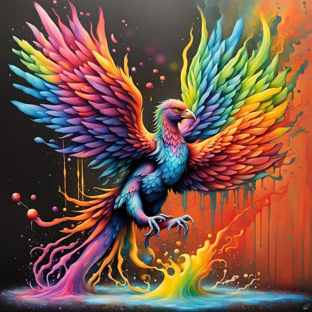 Rainbow Phoenix - AI Generated Artwork - NightCafe Creator