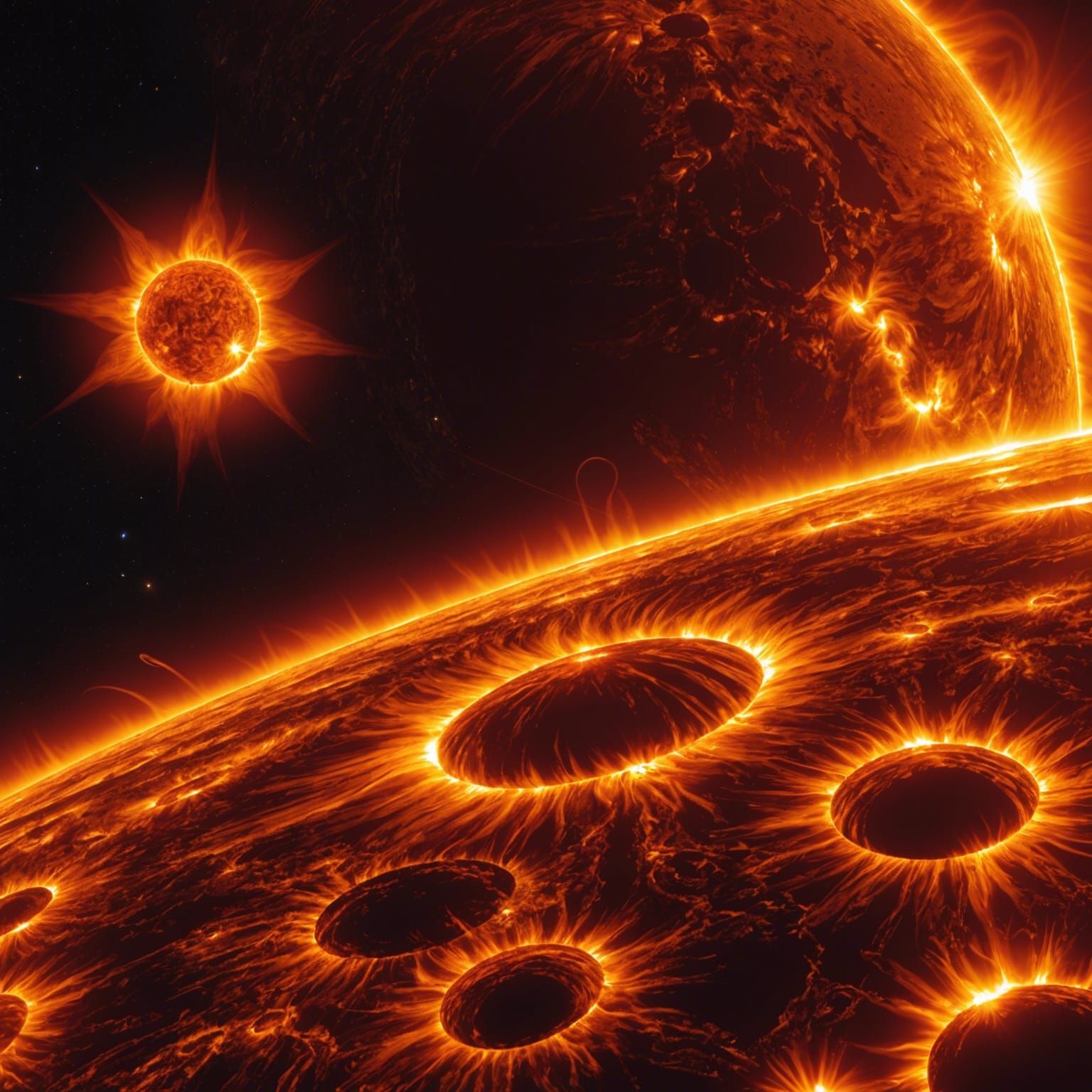 The very hot surface of star with solar flares - AI Generated Artwork ...