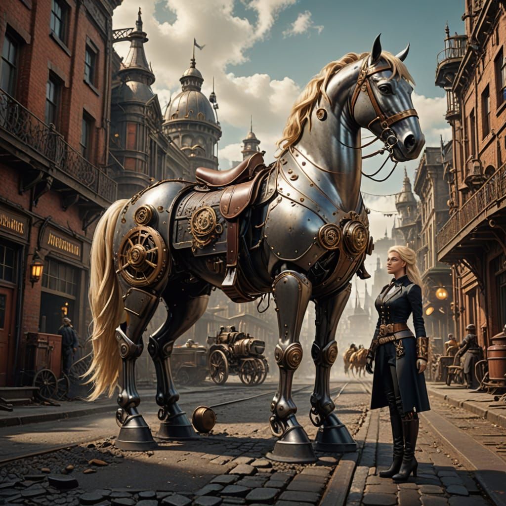 "My first horse automaton. I call it Trojan."