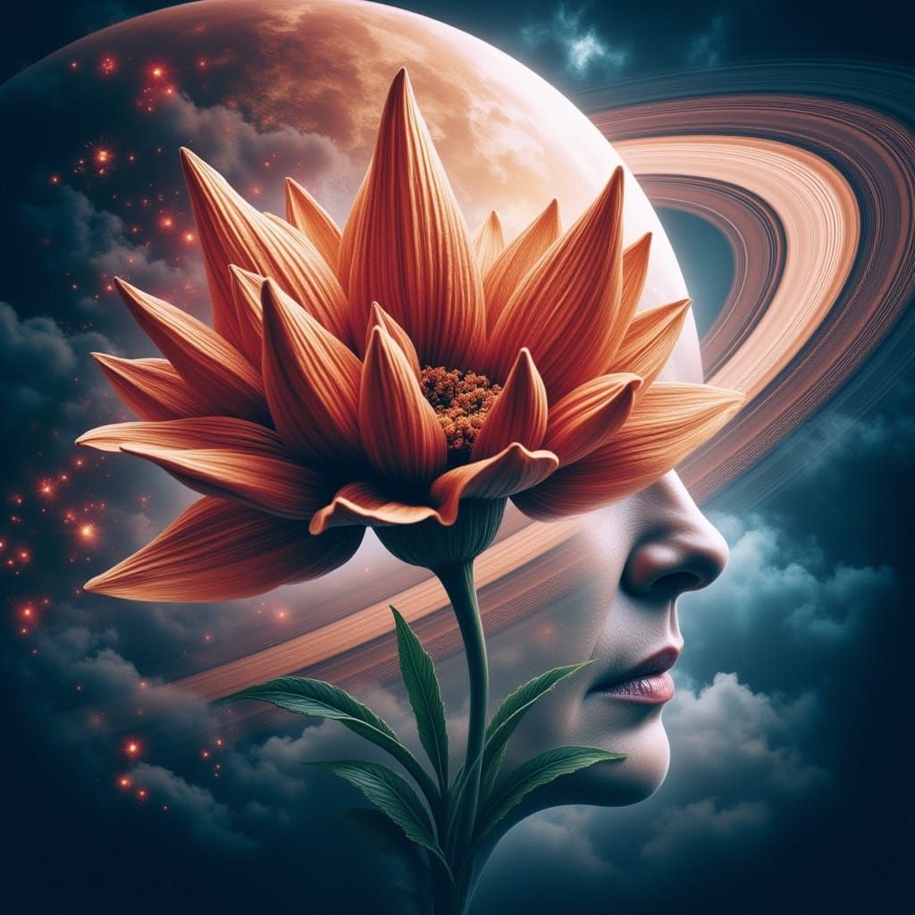 Cosmic Bloom: Xenomorph Flower Over Saturnian Gas ... - AI Art