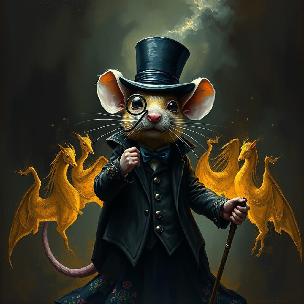 Dark Victorian Vampire Maker: A Wise Mouse Conjure... - AI Art