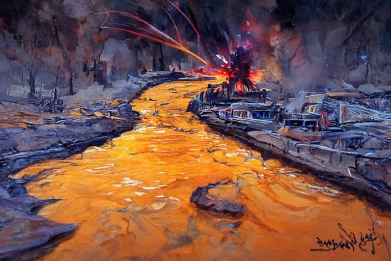 Golden River Explosion - AI Generated Artwork - NightCafe Creator