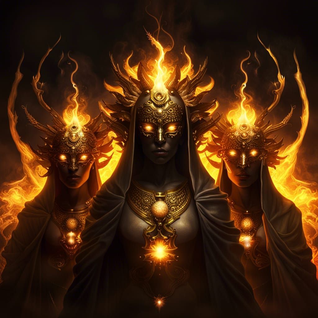 gods sinister digital art three divine and heavenly creatures with face ...