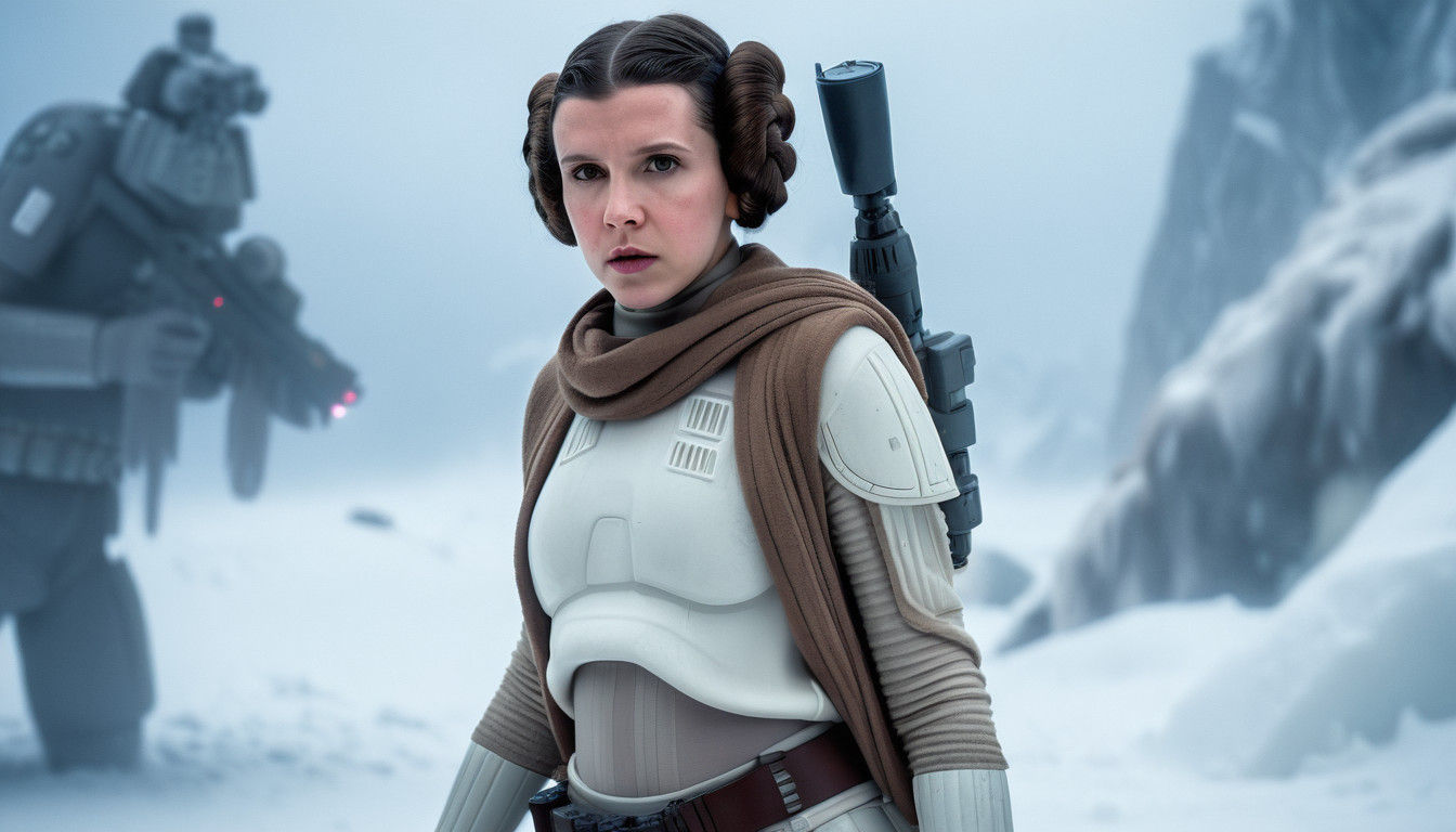 Princess Leia Combat Armor in Hoth Planet Landscap... - AI Art