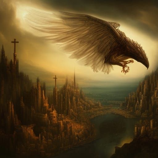 And the four beasts had each of them six wings about him; and they were ...