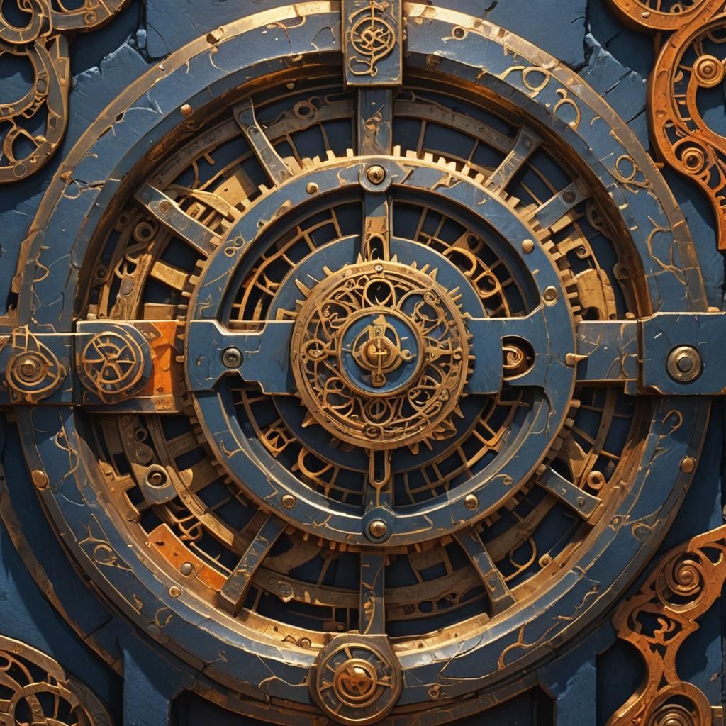 Portal - Ancient Iron Locking Mechanism in Vibrant, Golden ...