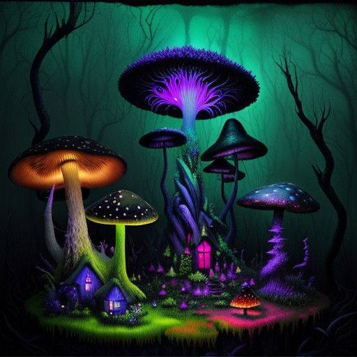 Mystical Hyper Fluorescent Hellscape in a Dreamlik... - AI Art