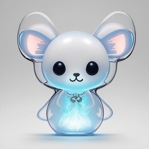 Adorable cute Bioluminescent chibi ghost mouse, adorable ghostly mouse ...