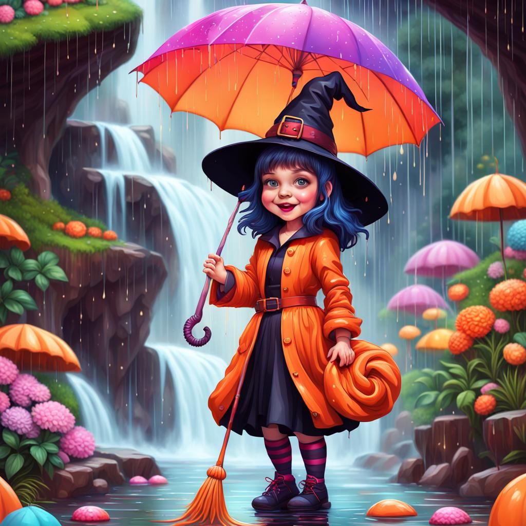 A Very Detailed Stunningly Beautiful Happy Baby Witch, Holding an ...