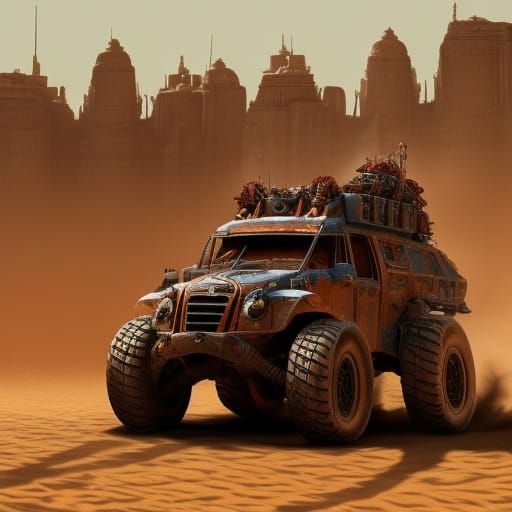 40k ork war buggy desert race - AI Generated Artwork - NightCafe Creator