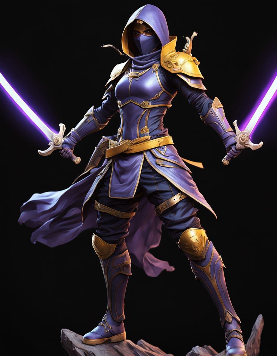 Epic Celestial Ninja Assassin Leaps Through Nebula... - AI Art