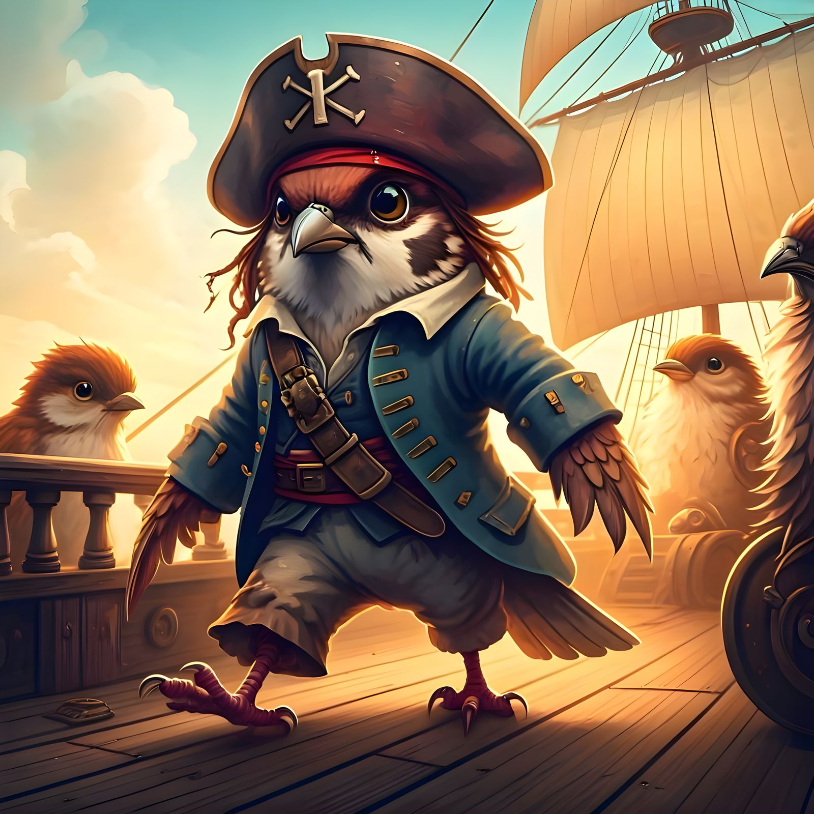 Captain Jack "Sparrow" is a feisty, scrappy little sparrow, dressed to ...