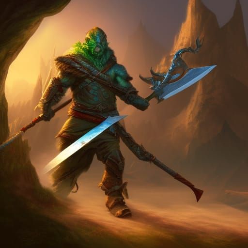 Orc ranger with greatsword - AI Generated Artwork - NightCafe Creator