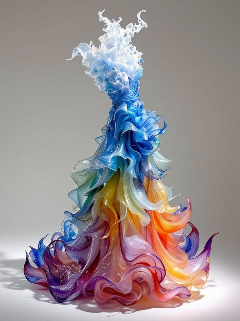 Vibrant Glass Haute Couture Sculpture - AI Art