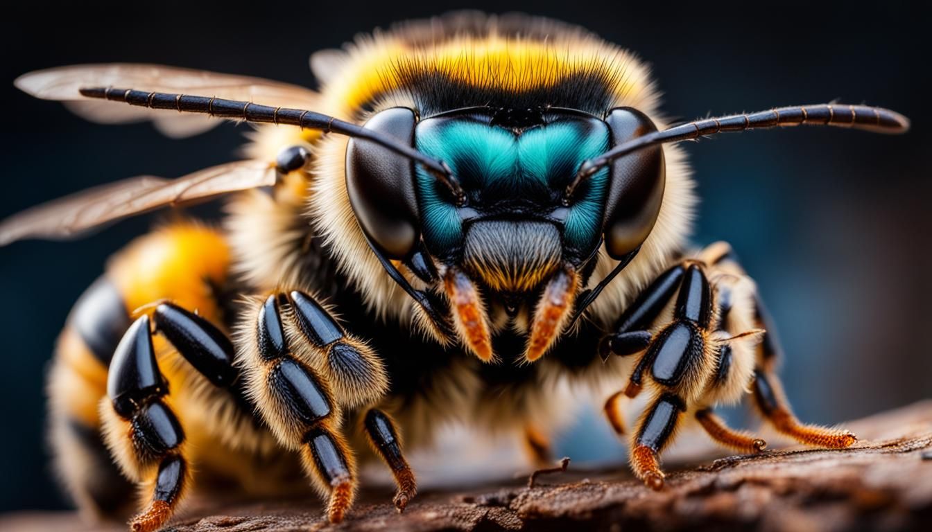 macro photography, cute fluffy smiling kind alien bee - AI Generated ...