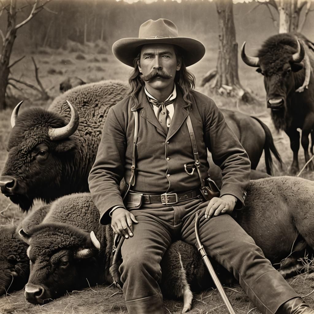 Wild Bill, the greatest bison hunter of the wild west - AI Generated ...