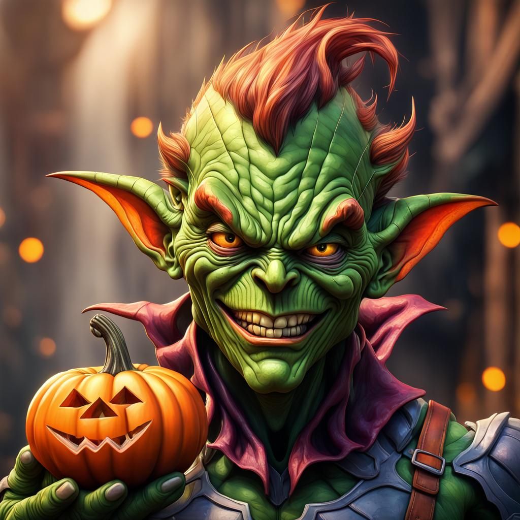 Goblin happy with pumpkin - AI Generated Artwork - NightCafe Creator