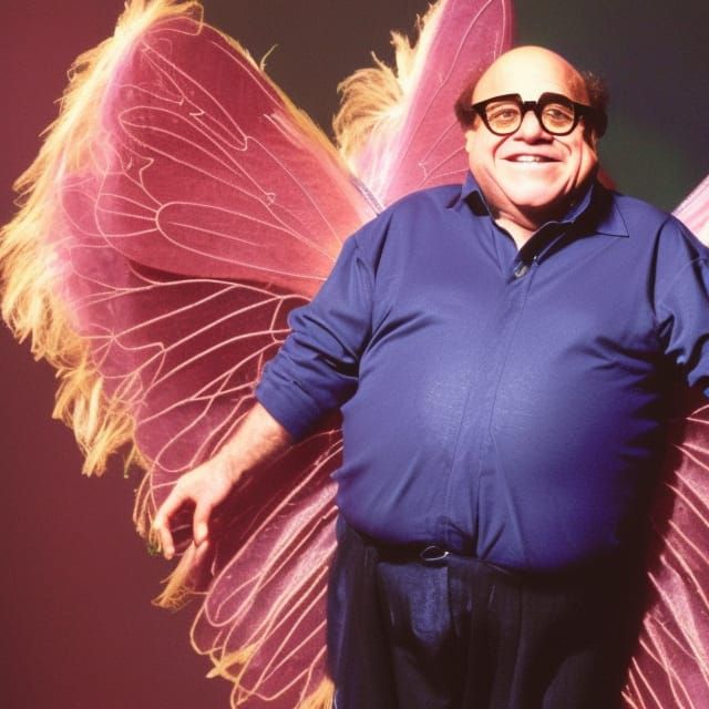 Danny DeVito with fairy wings - AI Generated Artwork - NightCafe Creator
