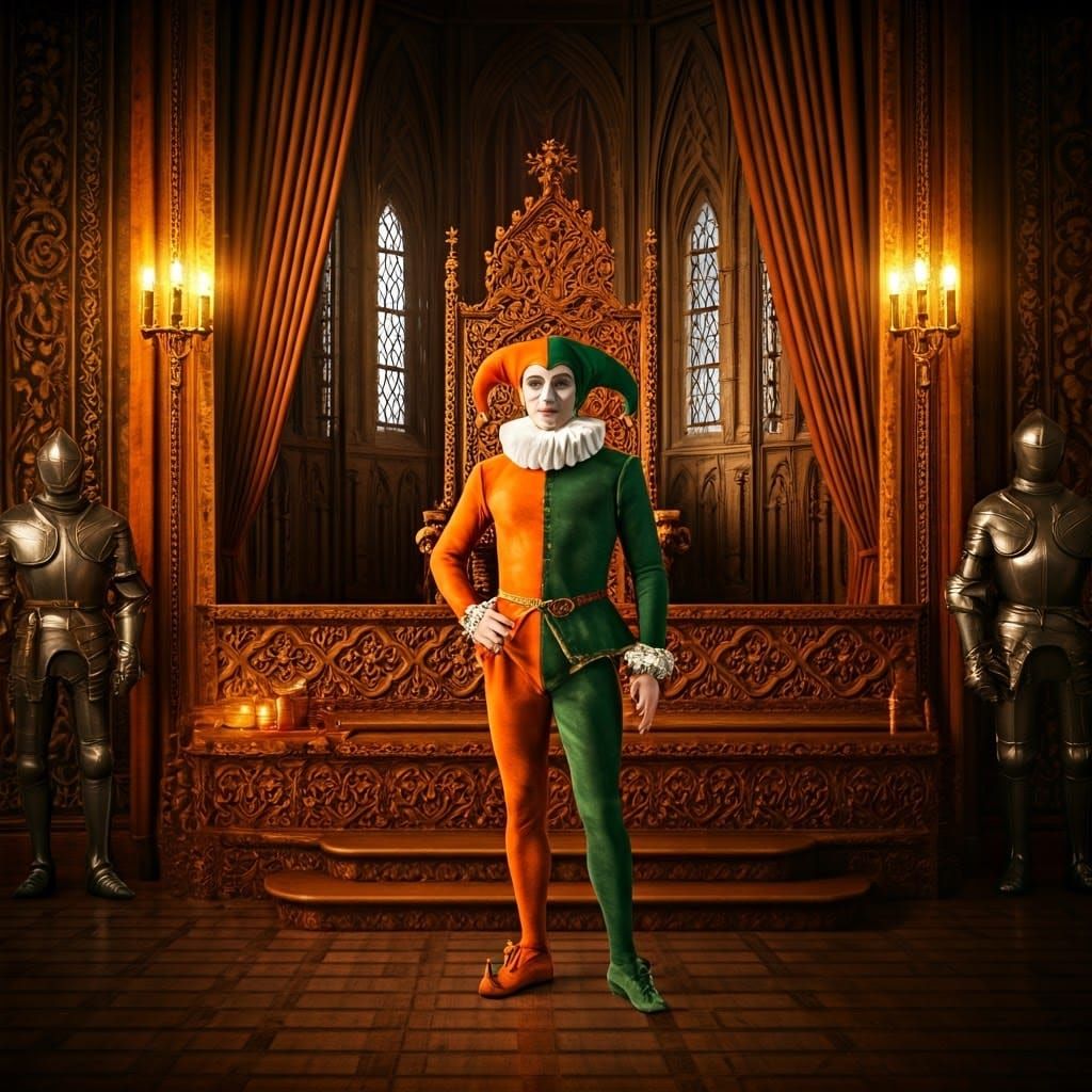 Regal Jester in Medieval Kings Court Diorama - AI Art