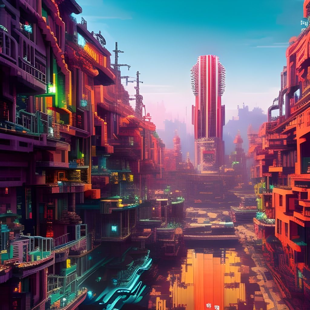 Pixel-Punk City - AI Generated Artwork - NightCafe Creator