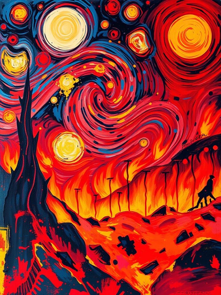 Van Gogh's Starry Night set in Hell
