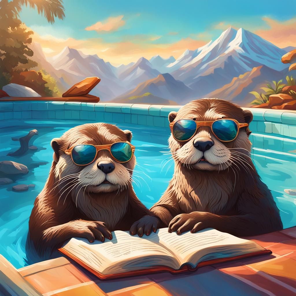 Otter Reading Club - AI Generated Artwork - NightCafe Creator