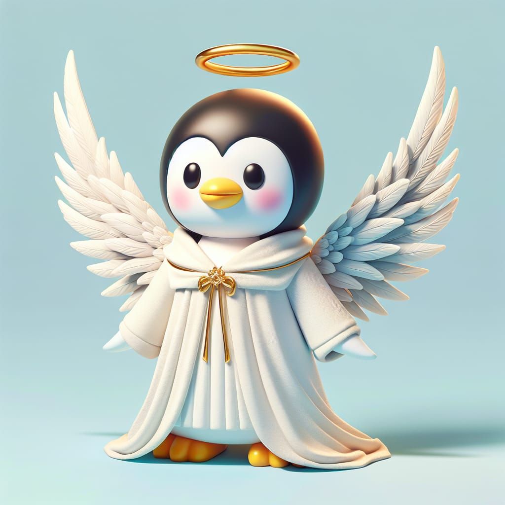 A CGI cartoon penguin dressed as an angel - AI Generated Artwork ...