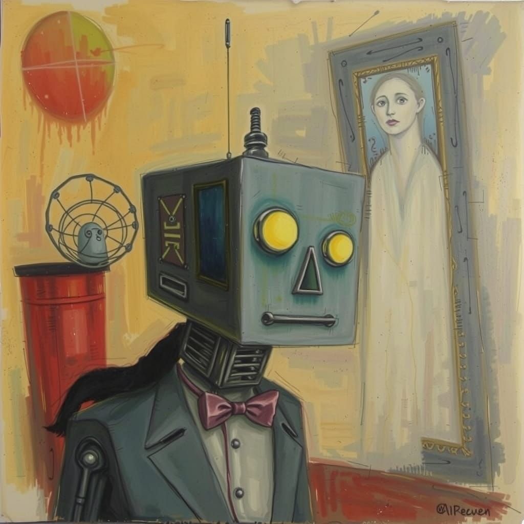 Cyberpunk Robot Masterpiece in Impressionist Gouac... - AI Art