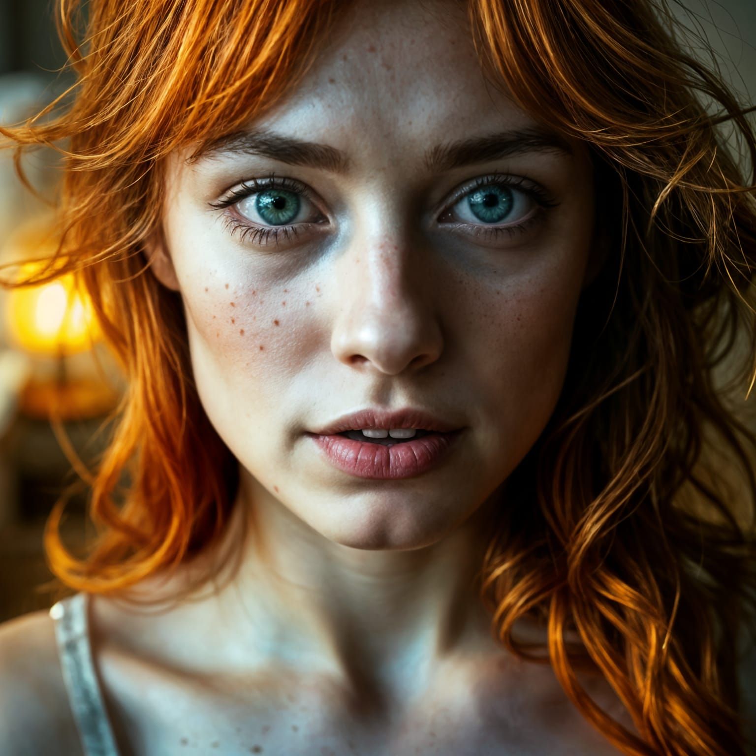 Glamorous Nighttime Portrait in Warm Cinematic Lig... - AI Art