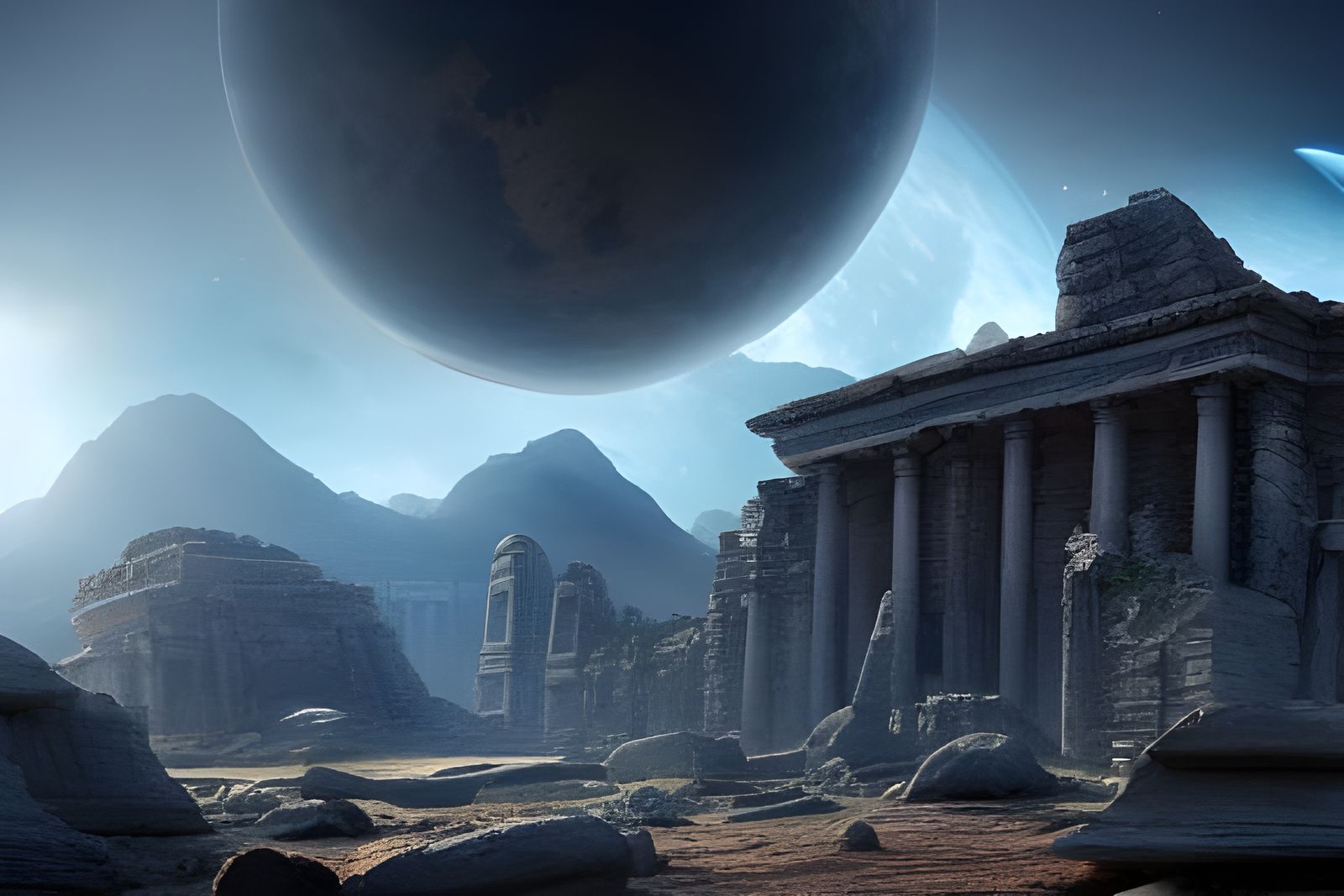 Ancient alien ruins space planets stars universe 8k resolution ...