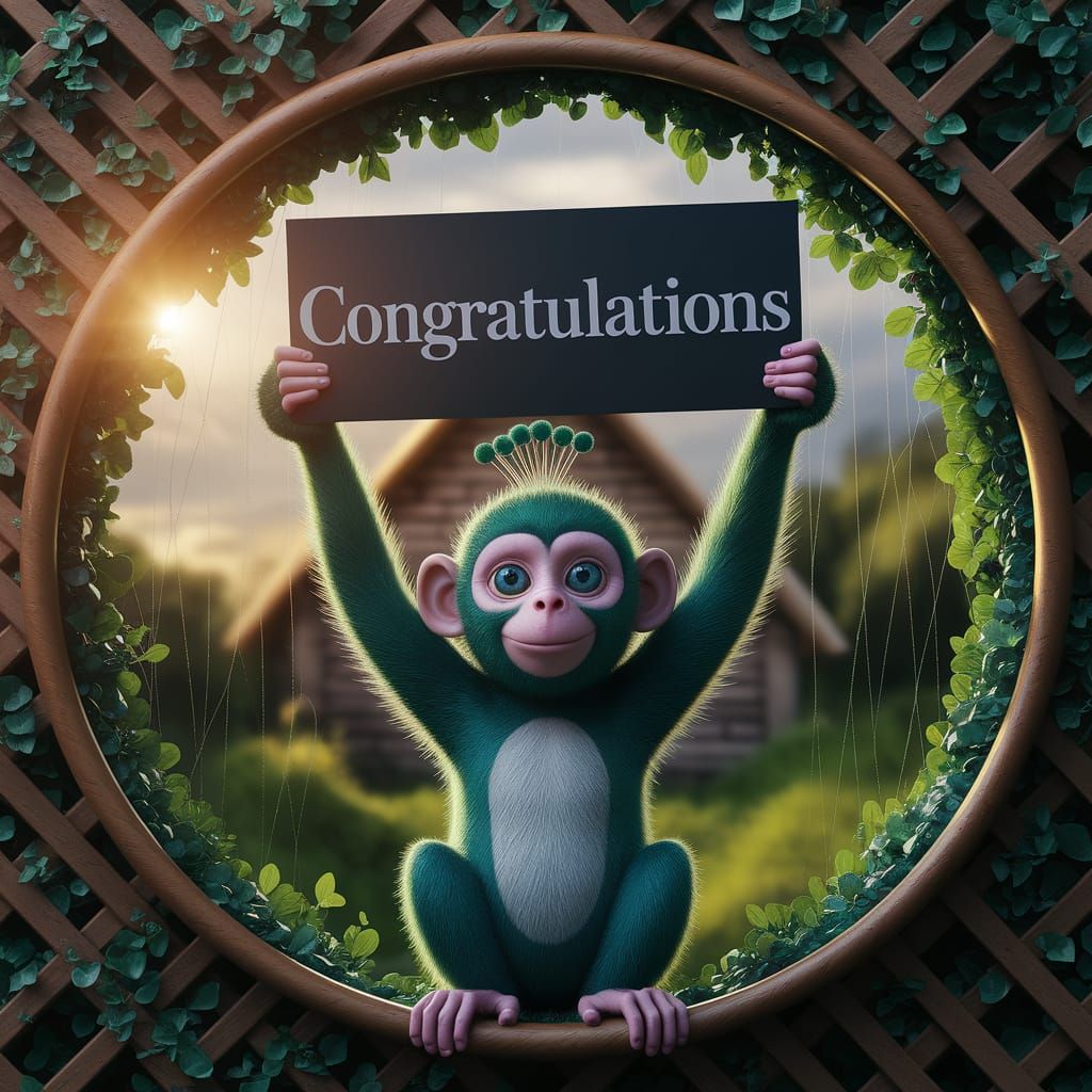 Green Monkey - Congratulation - Exquisite Miniature Peacock ...