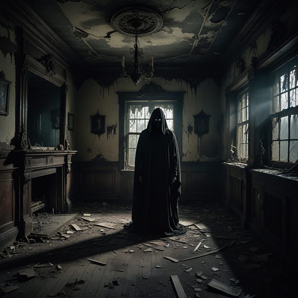 Spectral Entity in Crepuscular Abandonment - AI Art