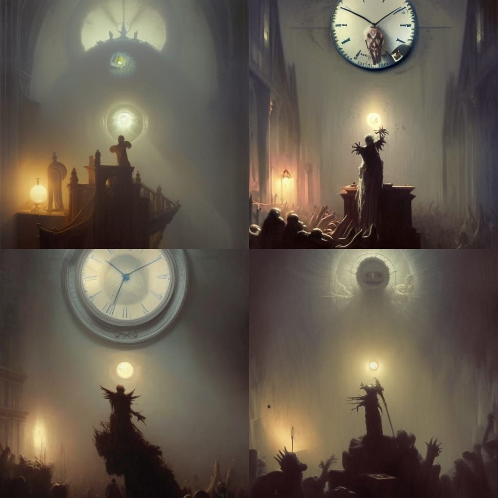Alarm clock face monster horror Gustave Doré Greg Rutkowski - AI ...