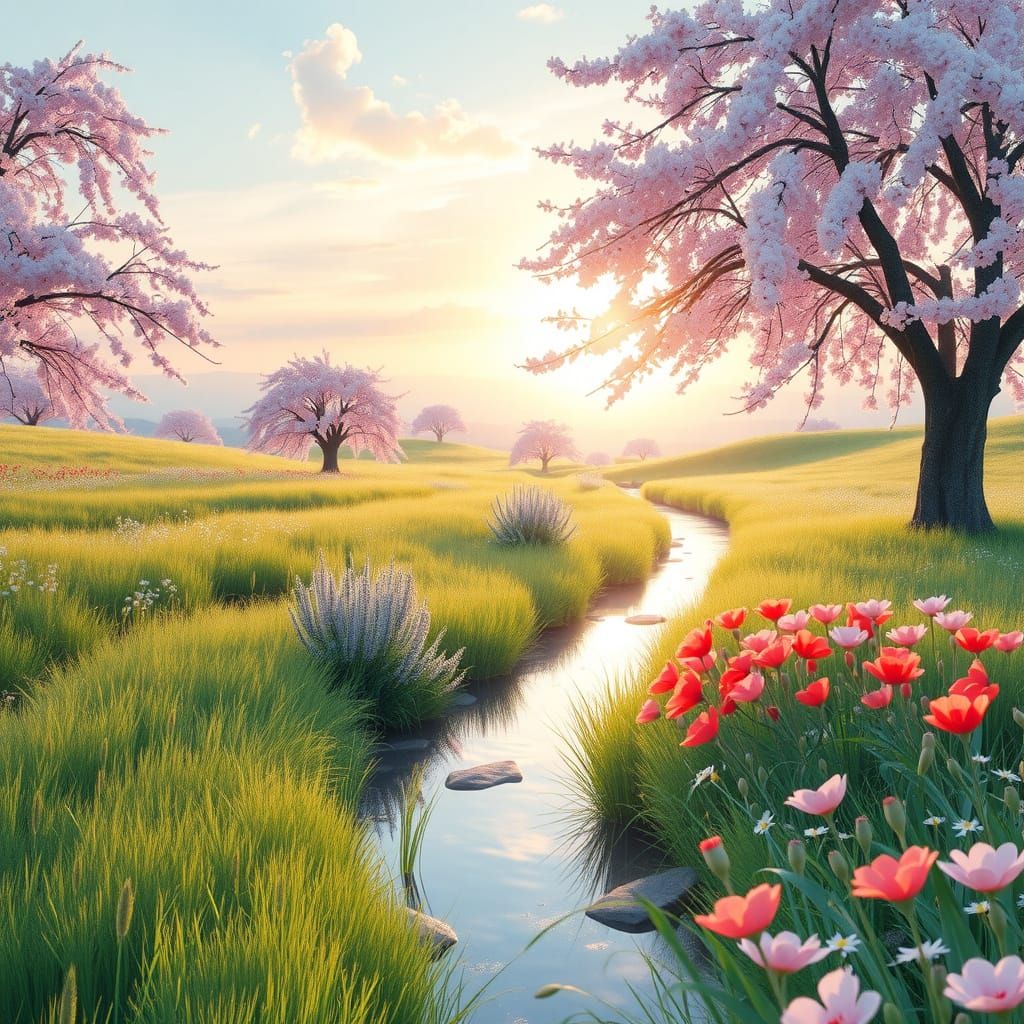 Spring by the Spring - Ethereal Spring Meadow in Soft Focus ...