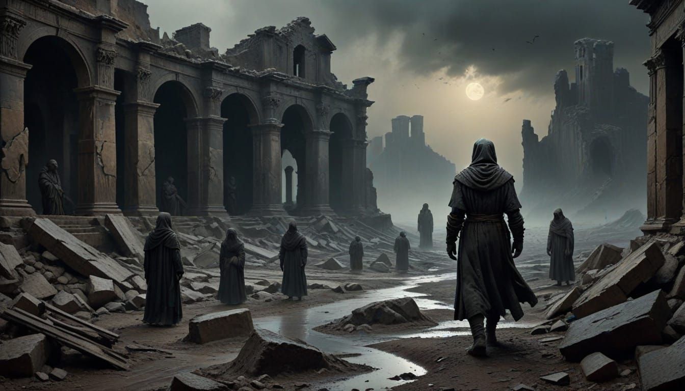 Ethereal Ruins, Frozen in Time - AI Art