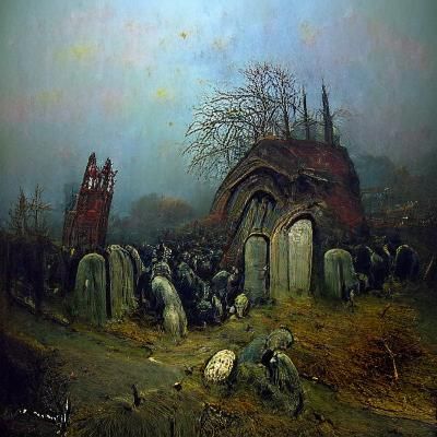 Decrepit Church Graveyard v2 - AI Generated Artwork - NightCafe Creator