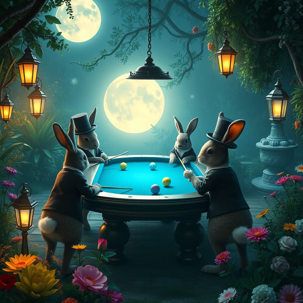 playing pool with rabbits - playing pool with rabbits