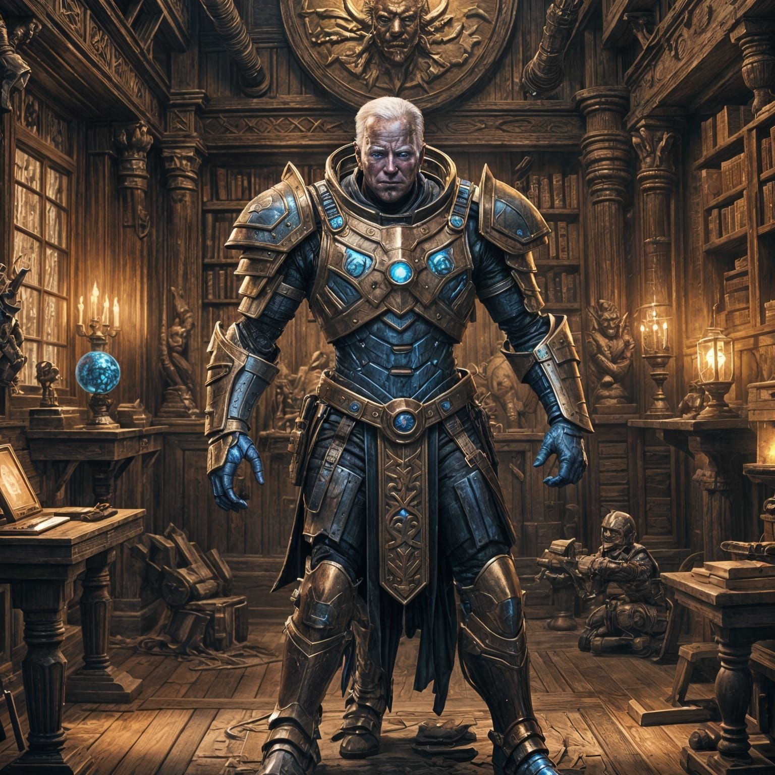 JOe Biden D&D Warforged - Warforged Hero in Presidential Arm...