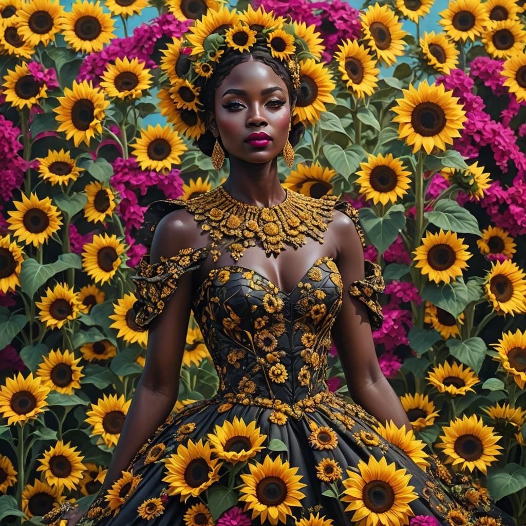 Goddess of Sunflowers - AI Generated Artwork - NightCafe Creator