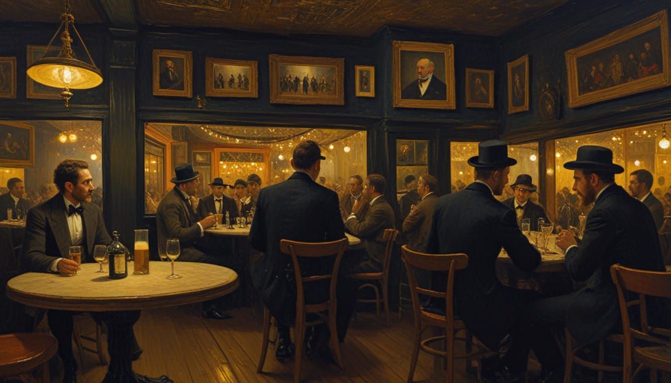 Surrealist Cafe Scene in Expressionist Style with ... - AI Art