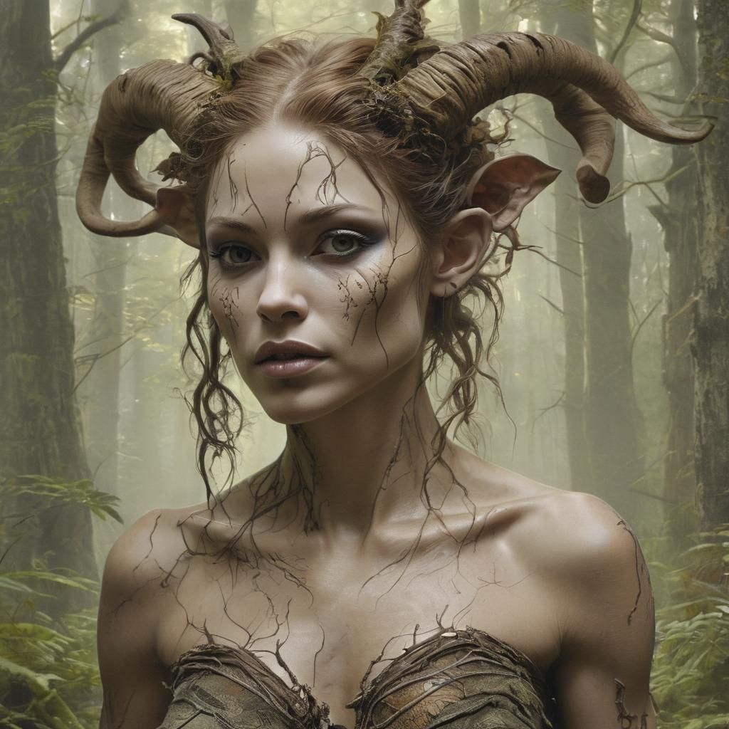 portrait (FULLY-CLOTHED:13) WALKING Complex Eldritch Forest Faun-WOMAN // Airbrush Art, Concept ...
