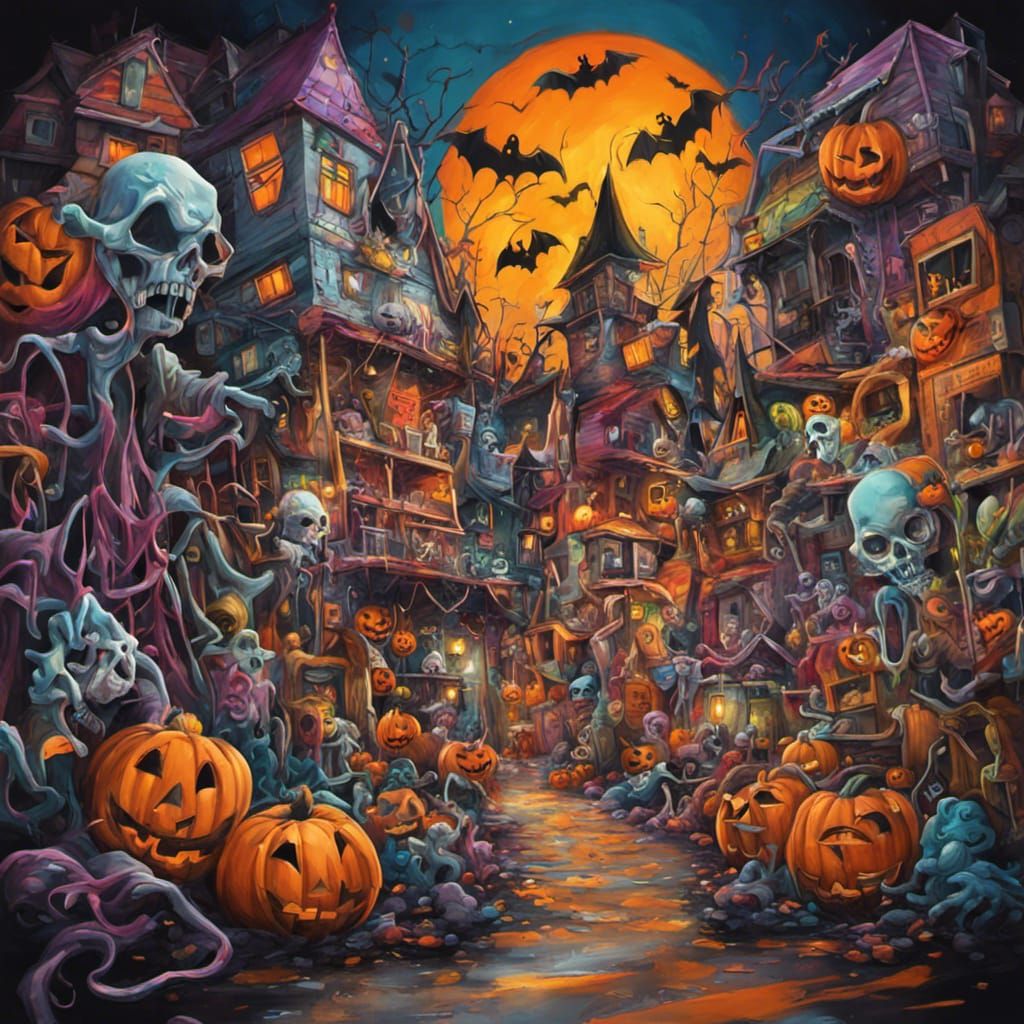 A Halloween Town Carnival - AI Generated Artwork - NightCafe Creator